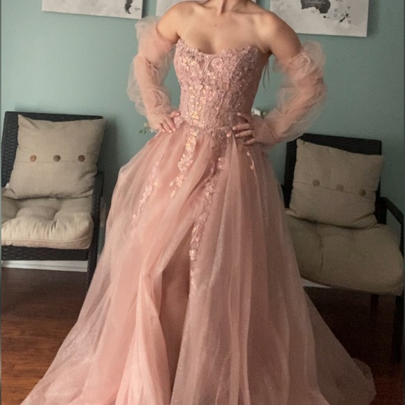 Boutique | Dresses | Dusty Rose Aline Ball Gown Prom Dress Or Non ...